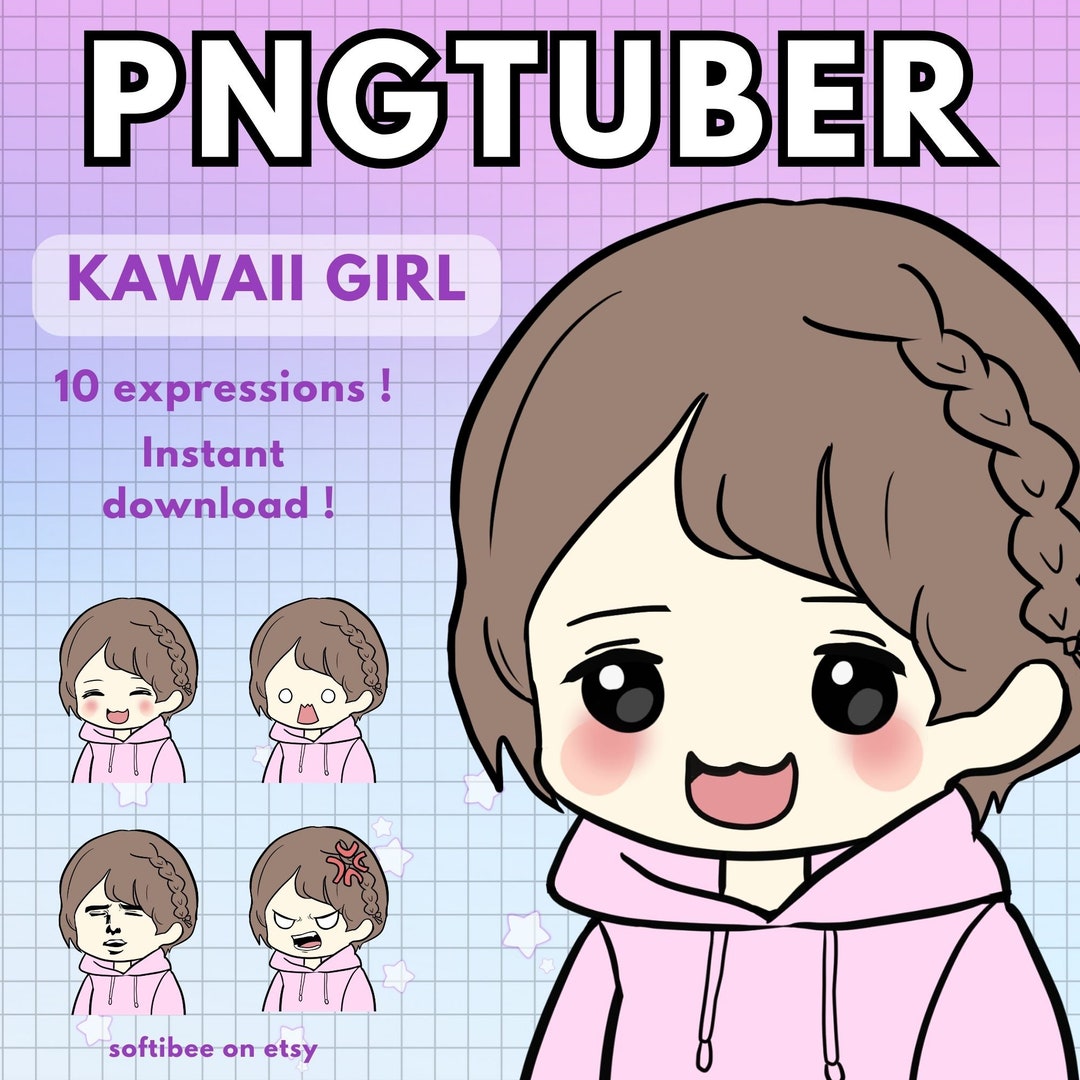 2d Model Vtuber Kawaii Brown Hair Pngtuber Model / Gamer Girl V-tuber ...