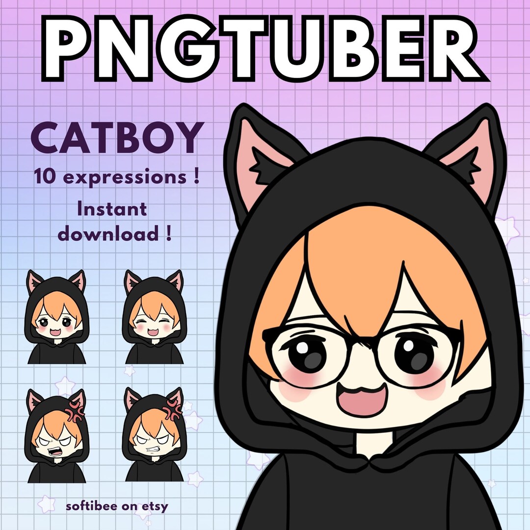 Twitch V-tuber Animal Png Tuber! 10X Boy Pngtuber Male Avatars | Catboy ...