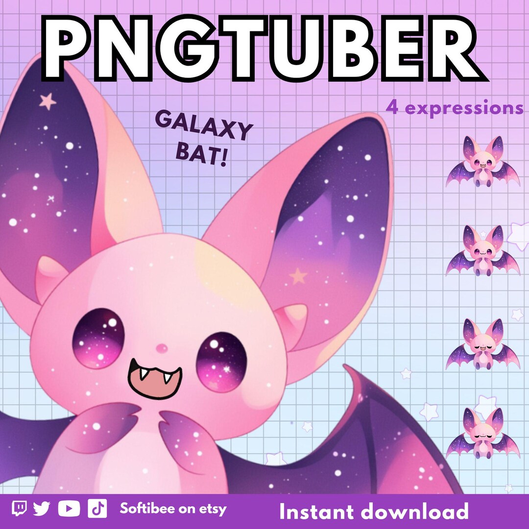 Bat Pngtuber ! X4 GALAXY V-tuber Premade Png Tuber | Black Chibi Vtuber ...