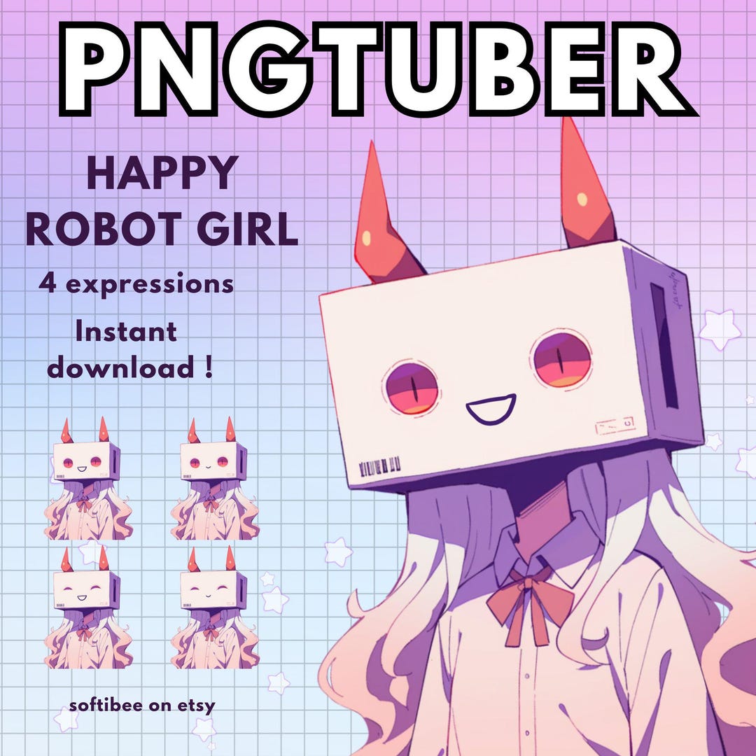 Pngtuber Girl Vtuber TV HEAD ! Robot Png Tuber 4x Meme Boy Anime Robot ...