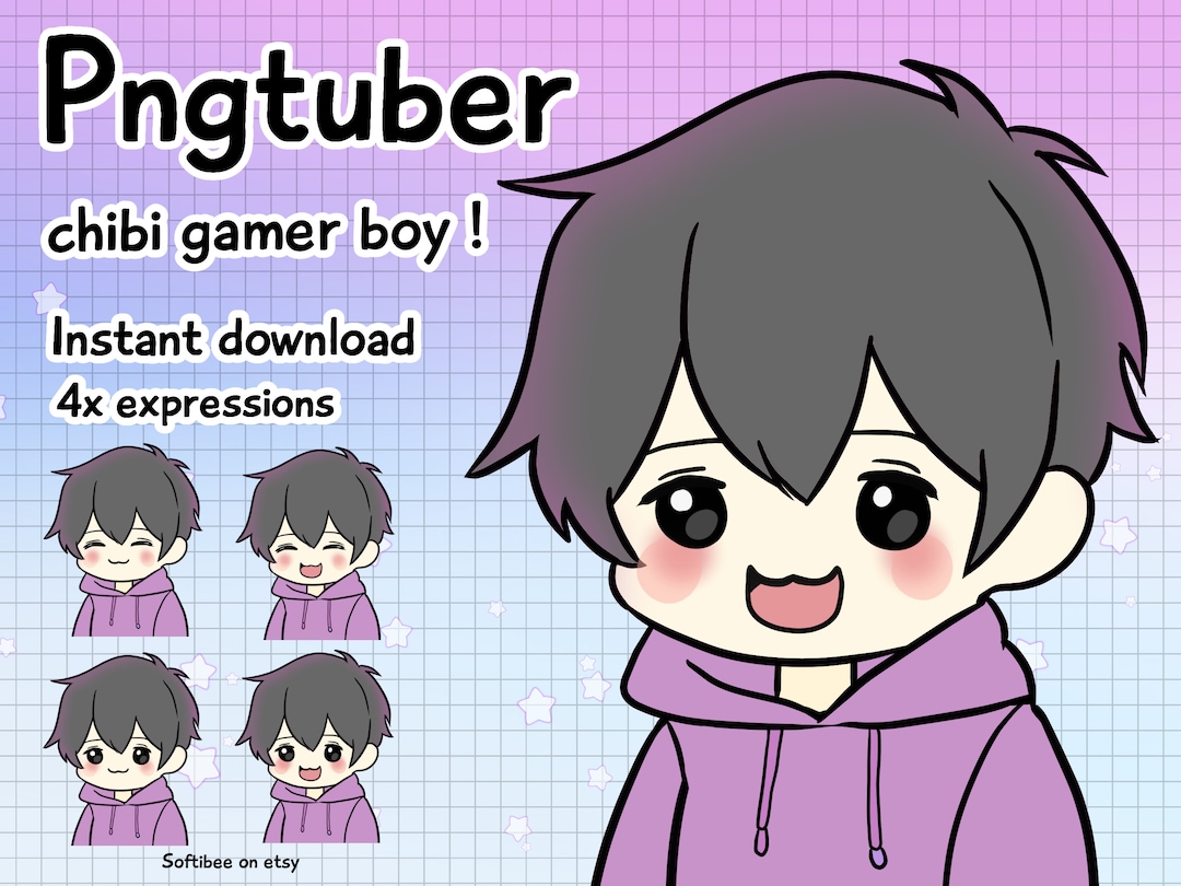 Pngtuber Boy Vtuber Model | Vtuber Purple Hoodie Anime Kawaii Png Tuber ...