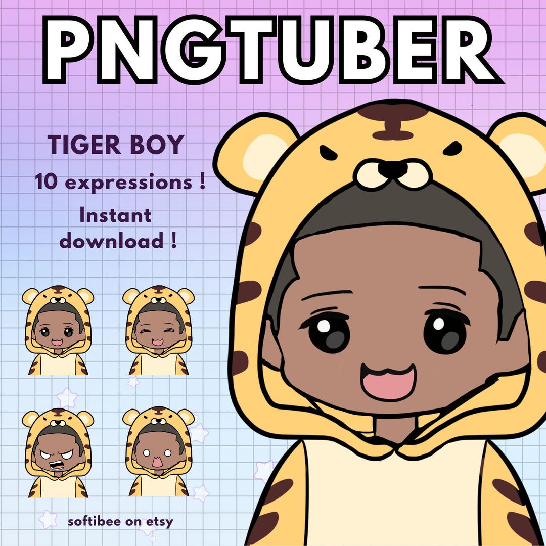 Png Tuber Boy Tiger Pngtuber Dark Skin Model | 10x Pngtuber Tiger Model ...