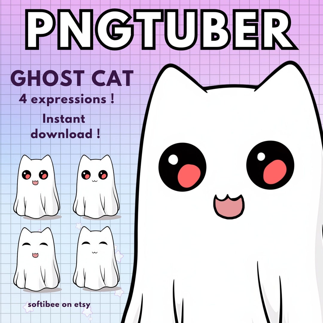 Ghost Cat Pngtuber ! Twitch V-tuber 4X Png Tuber Horror Halloween Avatars | Gif Tuber Cat Vtuber ...