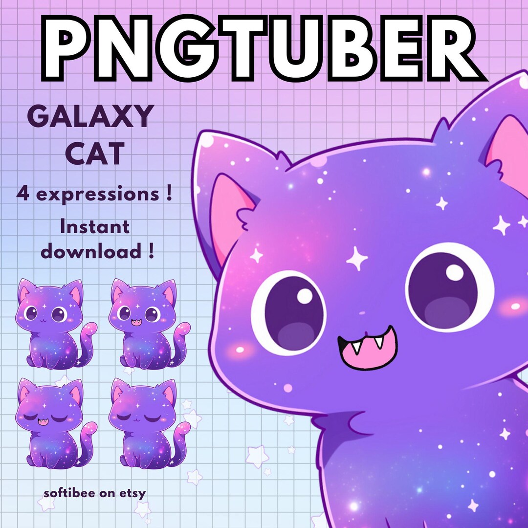 Pngtuber Cat Galaxy Vtuber Model for Twitch | 4x Png Tuber Reactive ...