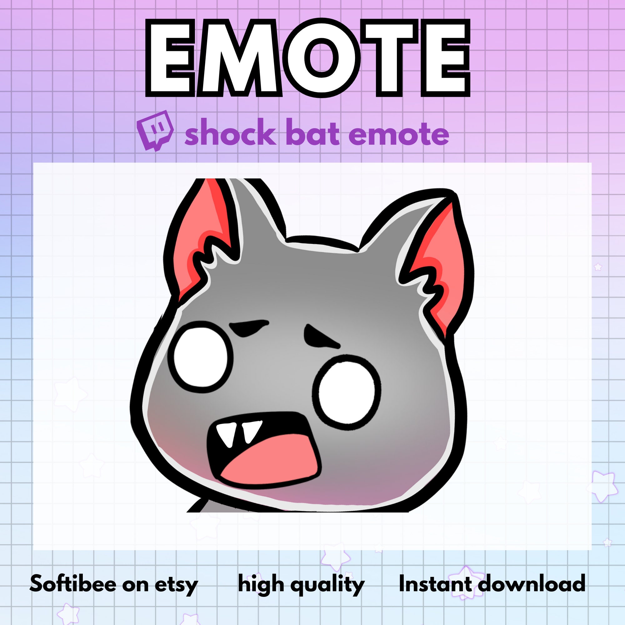 Bat Twitch Emote Shock for Streaming Cute Kawaii Spooky Ghost ...