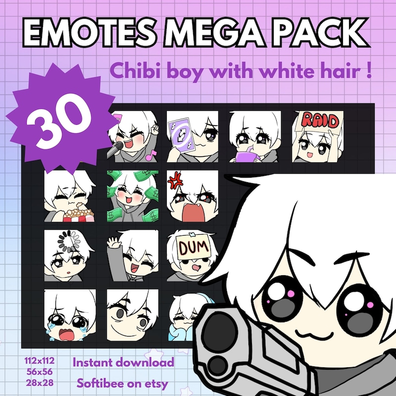 Twitch Emotes Black and White Hair - Etsy