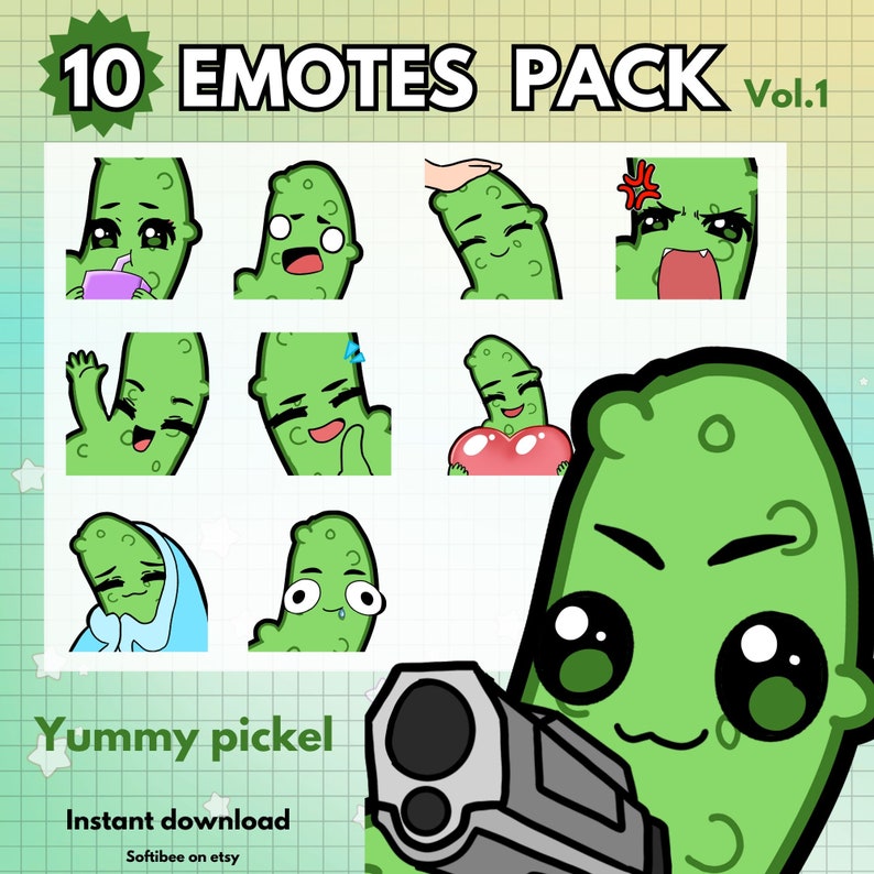 Twitch Emotes Pickle Kawaii 10x Emojis for Twitch Youtube and Discord ...