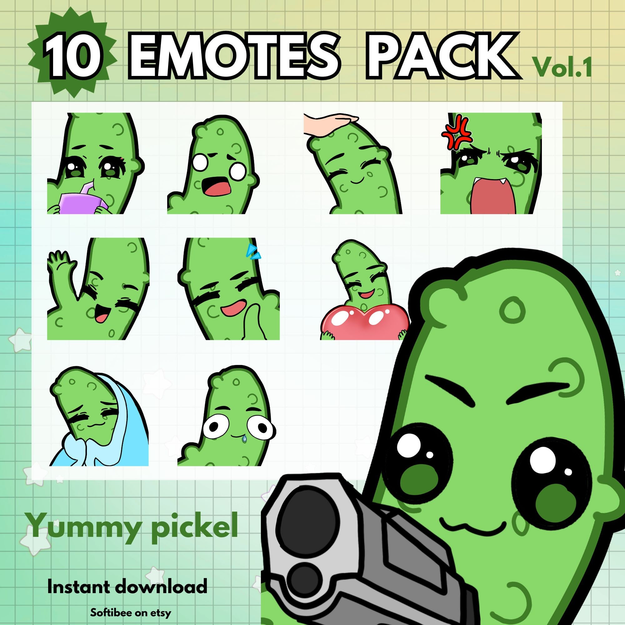 Twitch Emotes Pickle Kawaii 10x Emojis for Twitch Youtube and Discord ...