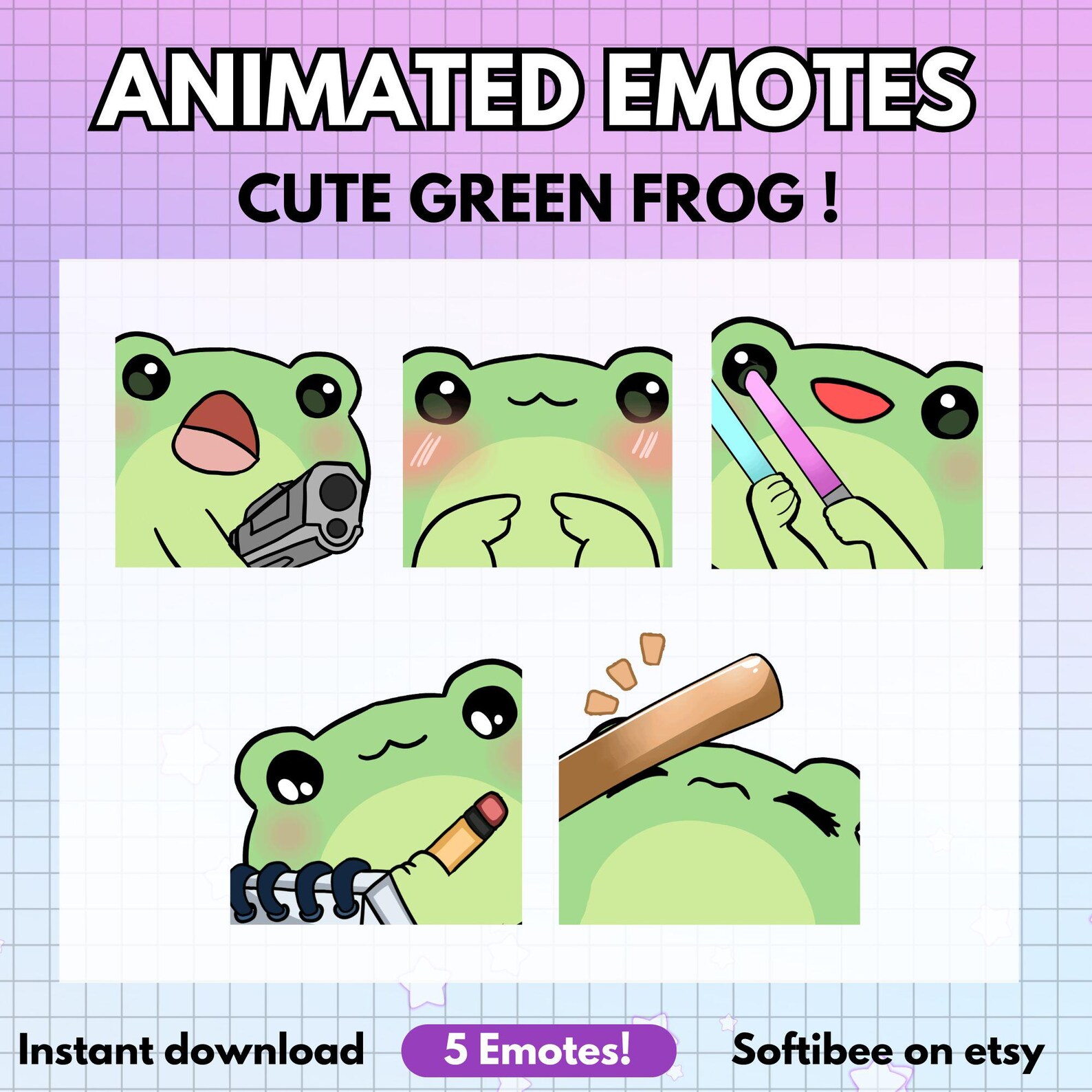 Frog Chibi Emotes Animated PACK | Kawaii Food Twitch Emotes Youtube ...