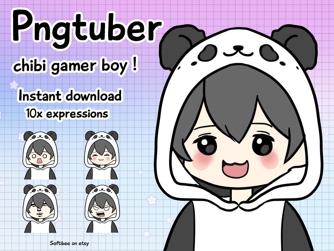 Vtuber Panda Bear Hoodie Boy X10 Png Tuber Kawaii Boy Anime Pngtuber ...