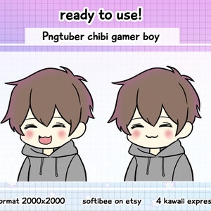Pngtuber Chibi – 4x Png Tuber Chibi Anime Boy Avatars With Brown Hair ...