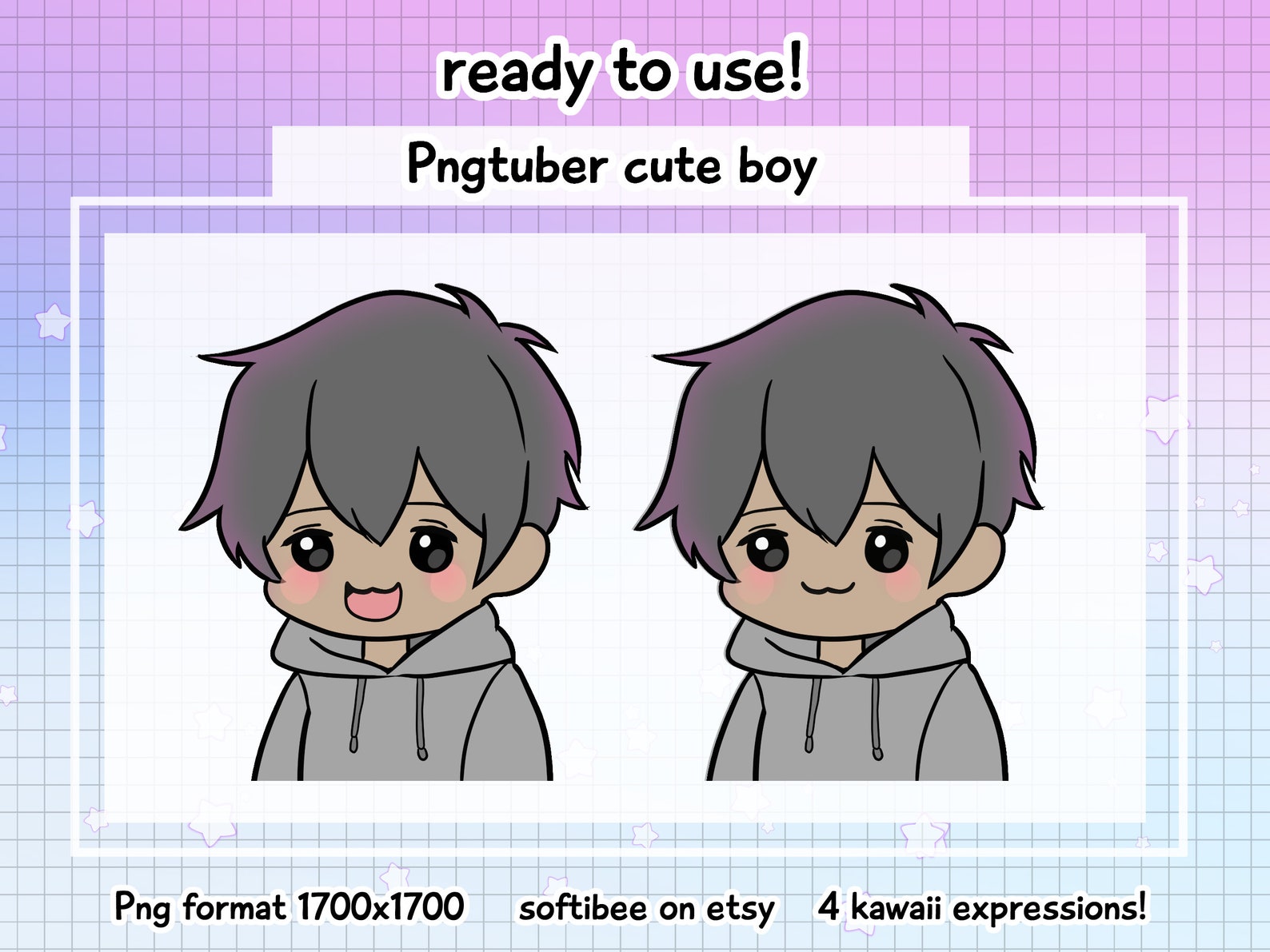 Vtuber Model Male Chibi Boy Pngtuber Premade for Twitch Streamers Png ...