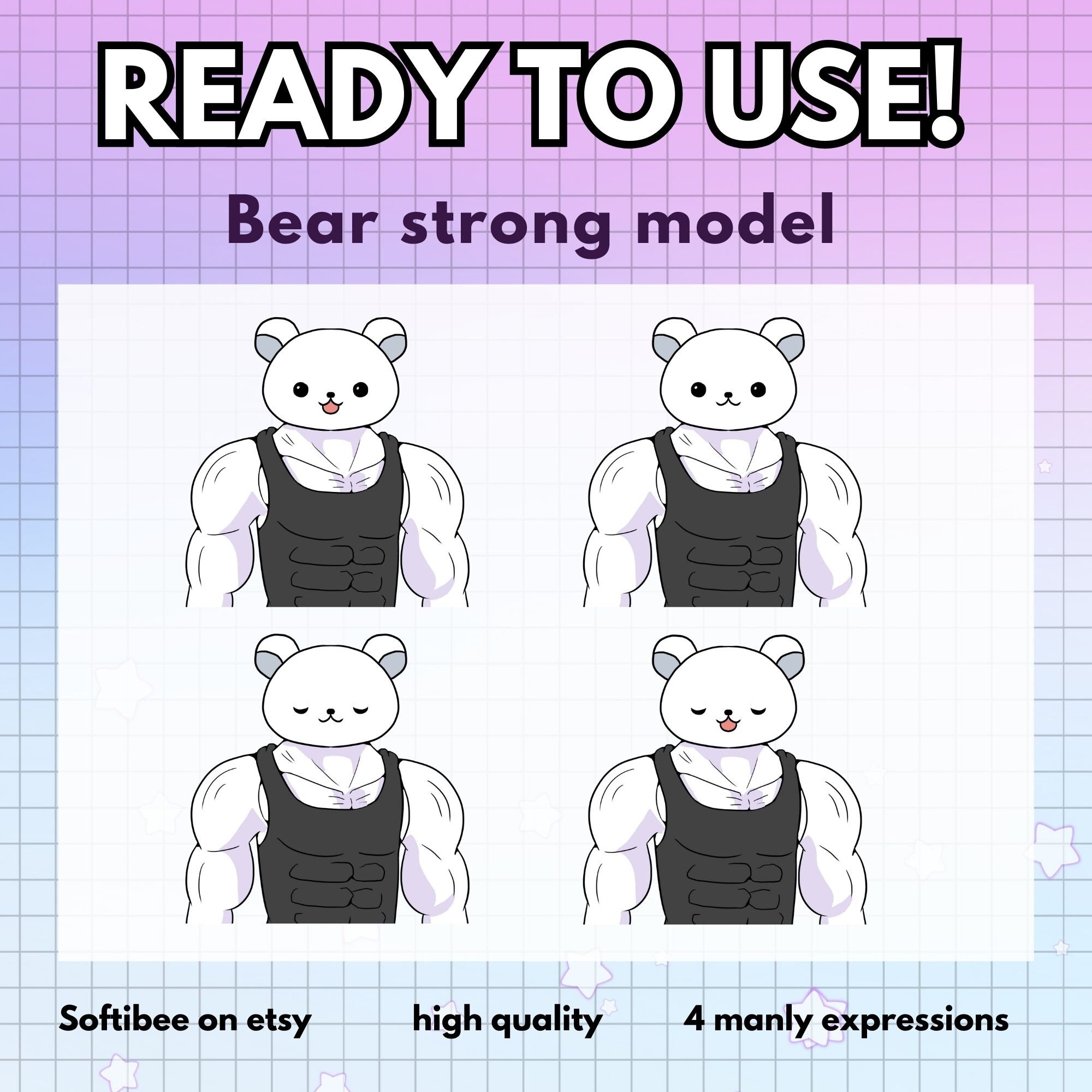 Bear Pngtuber Male Model X4 Gym Bro Avatars Polar Bear Vtuber Model ...