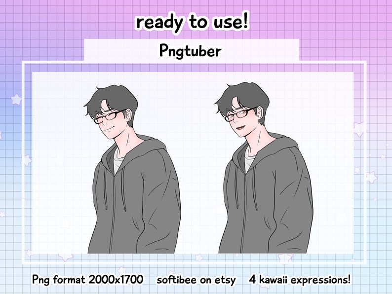 Png Tuber Male Gamer Boy X4 Expressions 4 Sets Pngtuber - Etsy