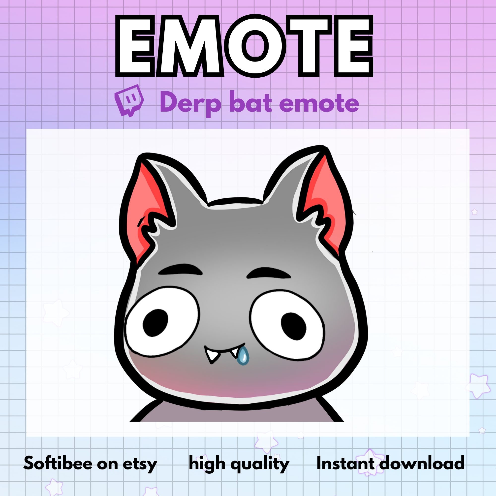 Twitch Emote Bat Derp Single Cute Black Bat Halloween - Etsy