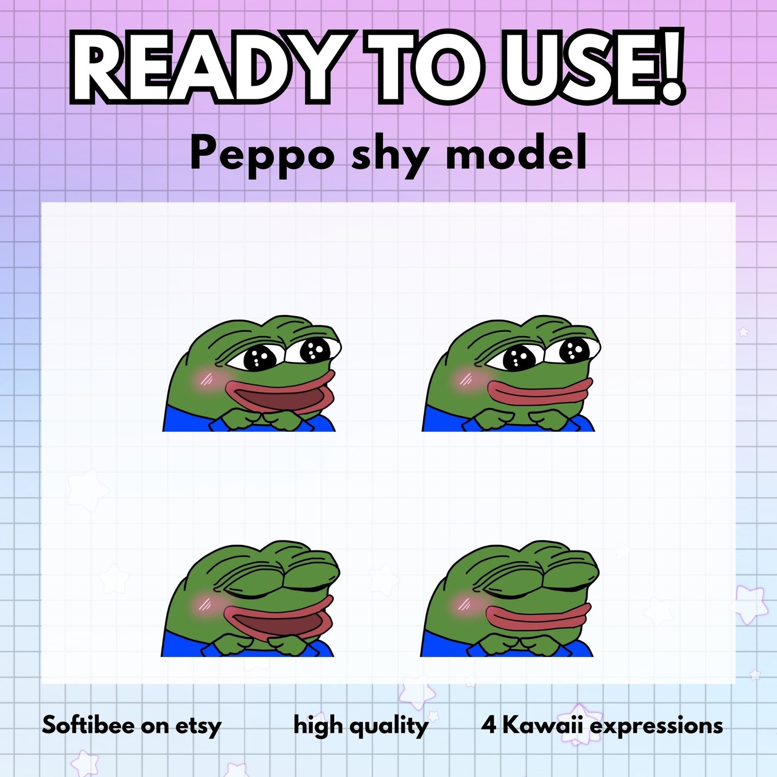 Pngtuber Frog Pepe Vtuber Shy Edition 4x Reactive Png Tuber for Twitch & Youtube Funny Pngtuber ...