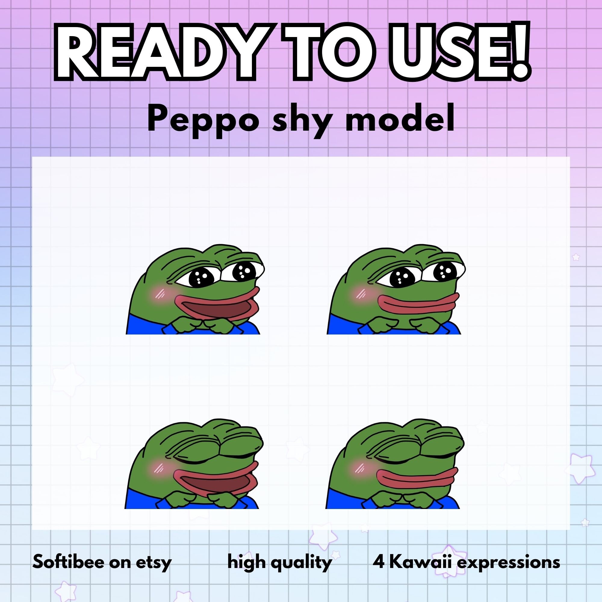 Pngtuber Frog Pepe Vtuber Shy Edition 4x Reactive Png Tuber for Twitch & Youtube Funny Pngtuber ...