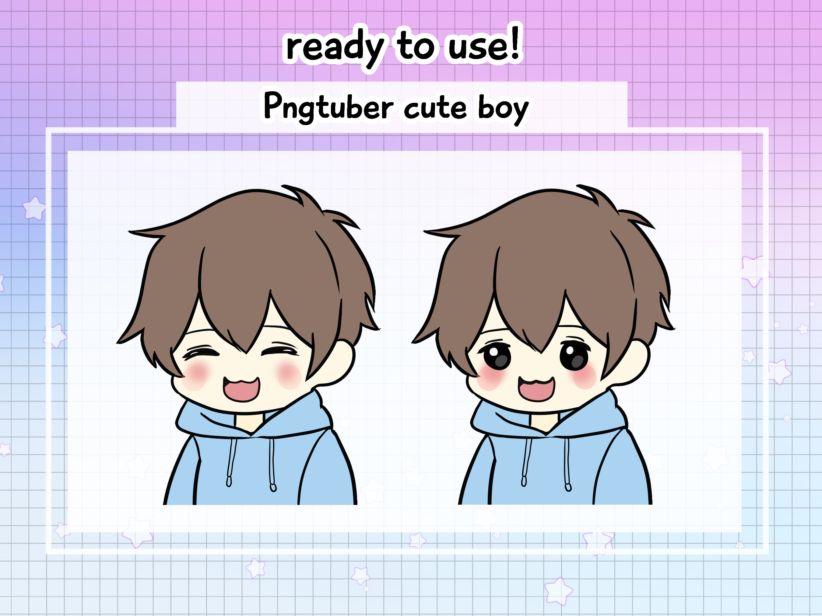Kawaii Anime Gamer Boy Pngtuber | Cute Ready Gaming Brown Hair Vtuber ...