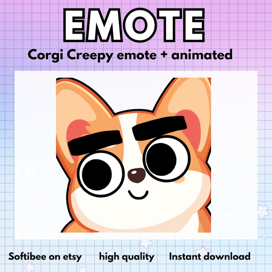 Corgi Chibi Emote Animated Creepy Face Funny | Kawaii Animal Twitch ...