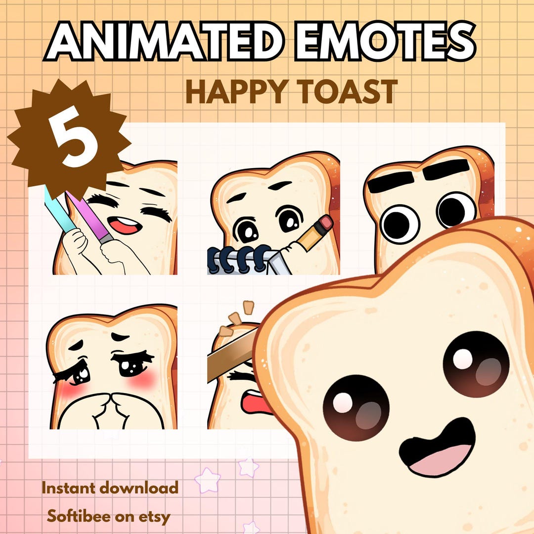 Toast Chibi Emotes Animated PACK | Kawaii Food Twitch Emotes Youtube ...