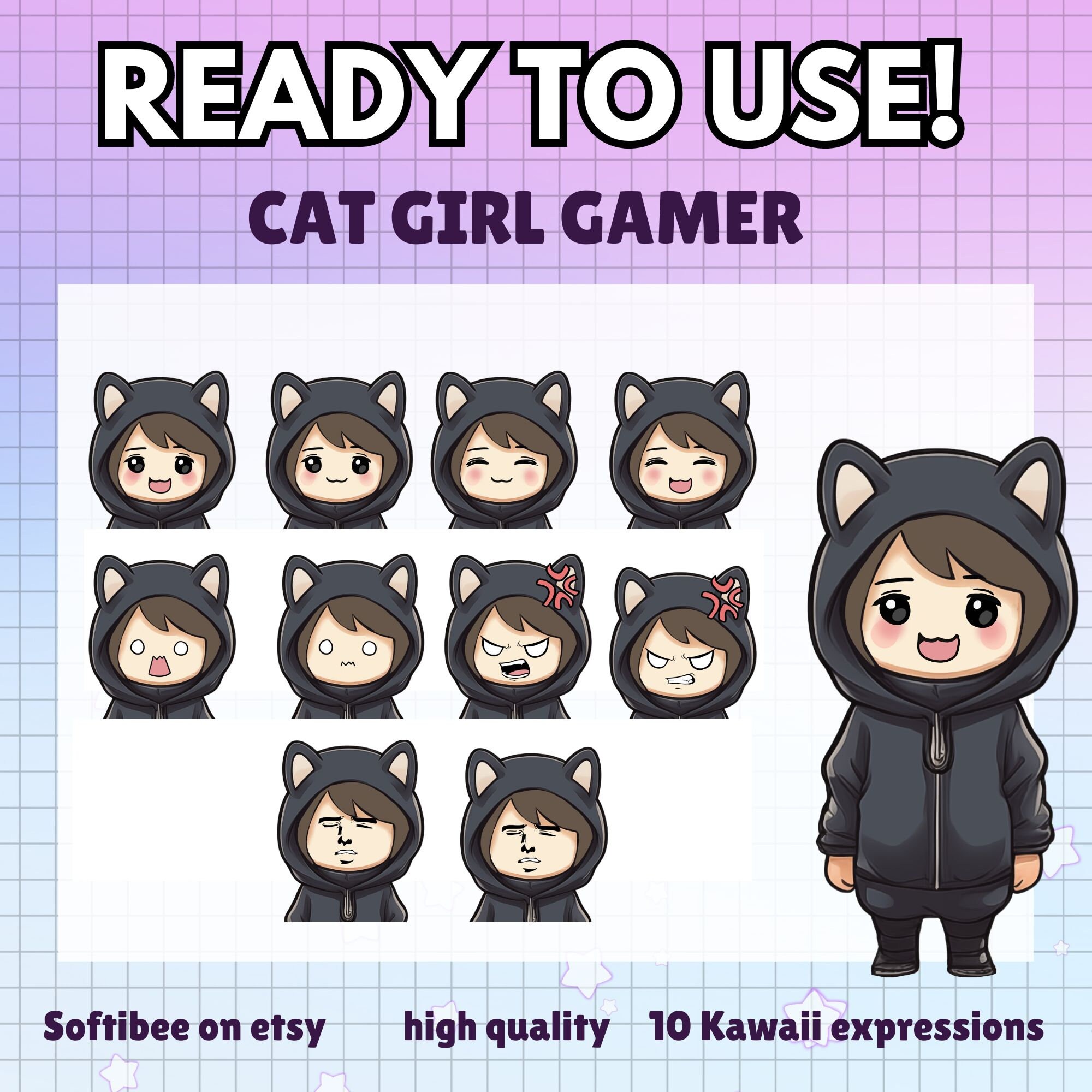 Pngtuber Girl Chibi Cat Girl Brown / Vtuber Model Girl / Png With Brown ...