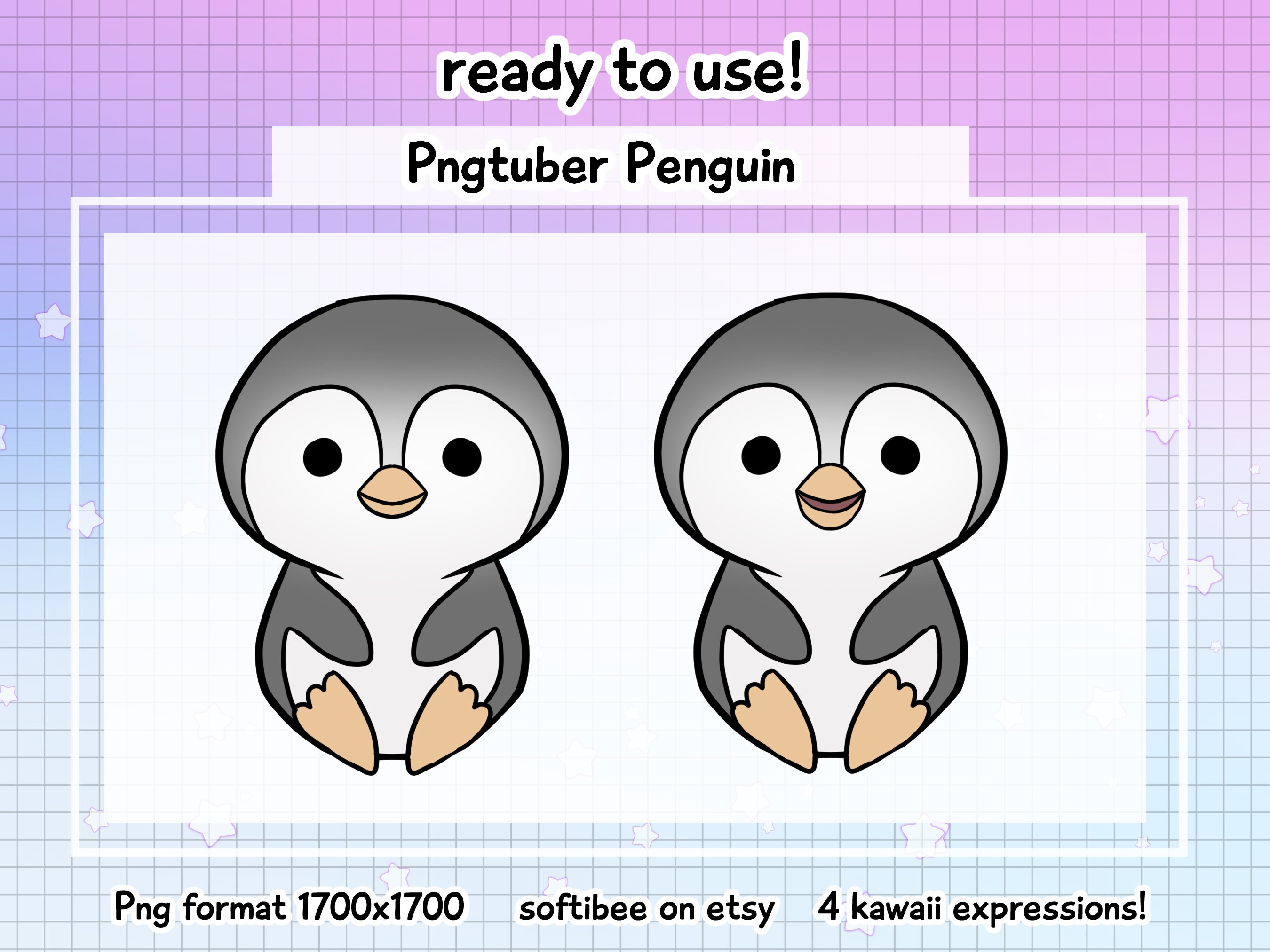 Pngtuber Penguin 4x Cute Anime Pngtuber Premade Baby Edition for Twitch ...