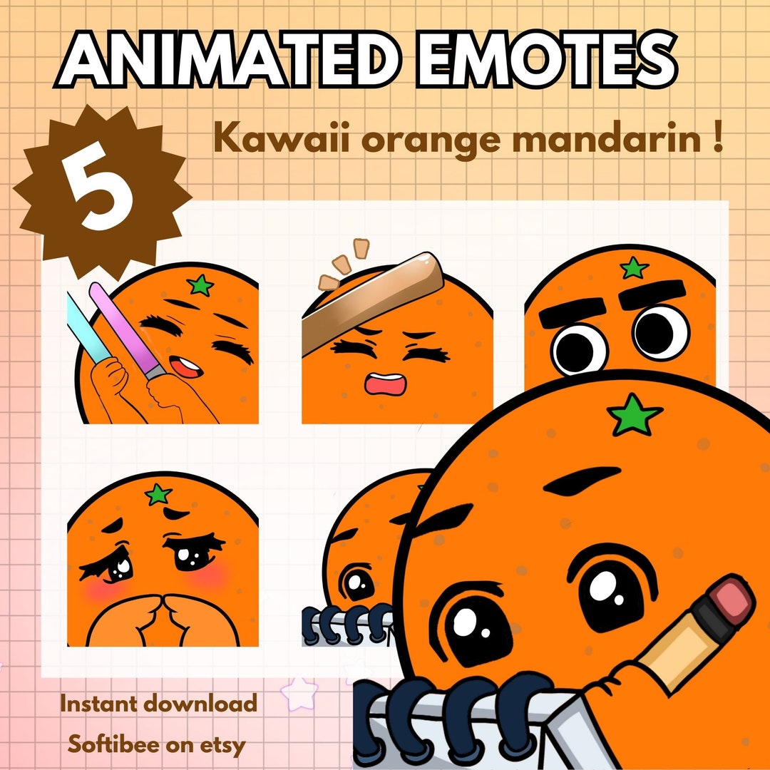 Animated Emotes Mandarin Pack X5 Animated Orange Emotes Fruits for ...