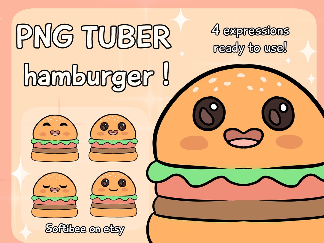 Pngtuber Premade Hamburger! X4 Kawaii Food Png Tuber Anime Avaters for ...