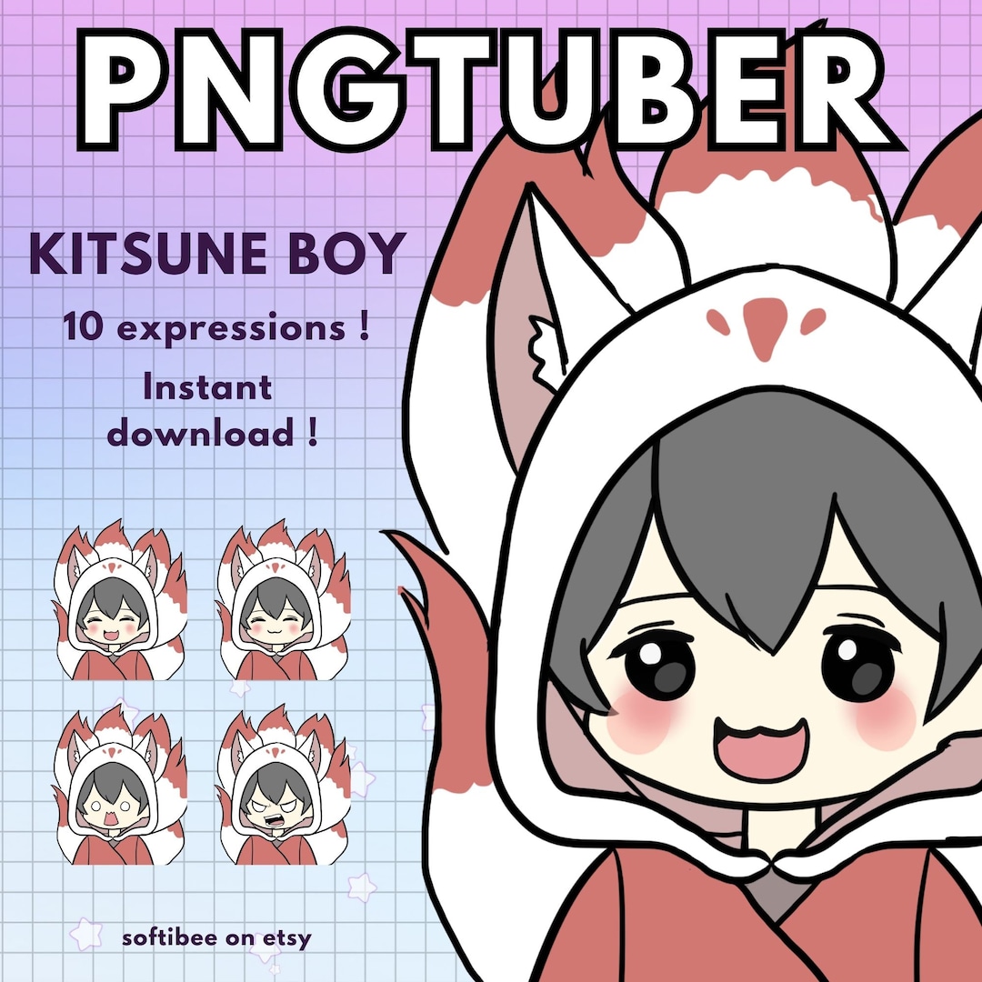 Kitsune Vtuber Pngtuber Boy ! Premade Png Tuber | Fox Vtuber Male Model ...