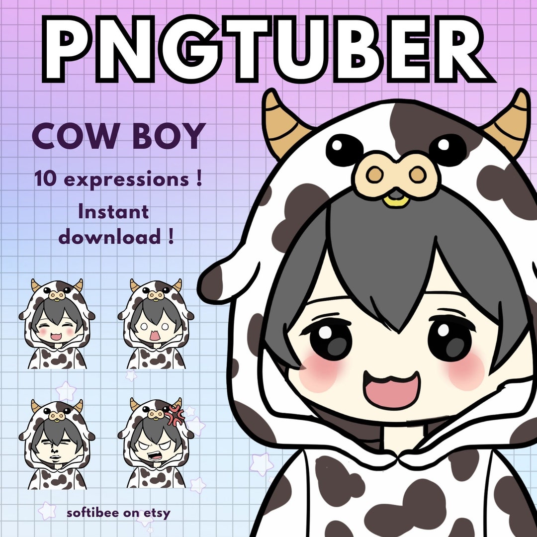 Pngtuber Male Model Cow 10x Chibi Png Tuber Avatars for Twitch Discord ...