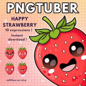 Pngtuber Strawberry 10x | Chibi Vtuber Model for Twitch & Youtube Vtube ...