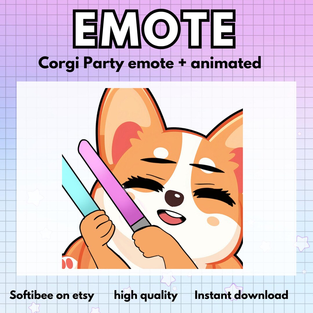 Corgi Chibi Emote Animated Cute Party | Kawaii Animal Twitch Emotes ...