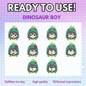 Pngtuber Dinosaur Boy 10x Chibi Vtuber Male Model Avatars for Twitch ...