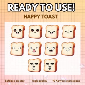 Pngtuber Toast | Bread Chibi Boy Png Tuber Premade (10 Emotions ...
