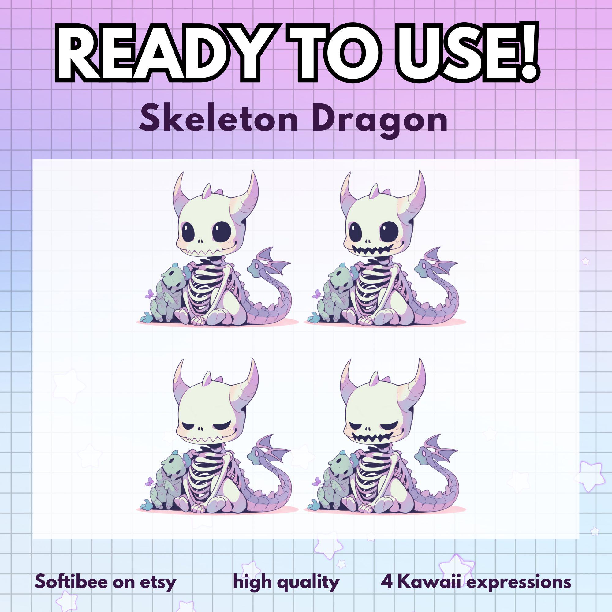 Skeleton Dragon Pngtuber Model | Chibi Pngtuber Model Vtuber Dragon ...