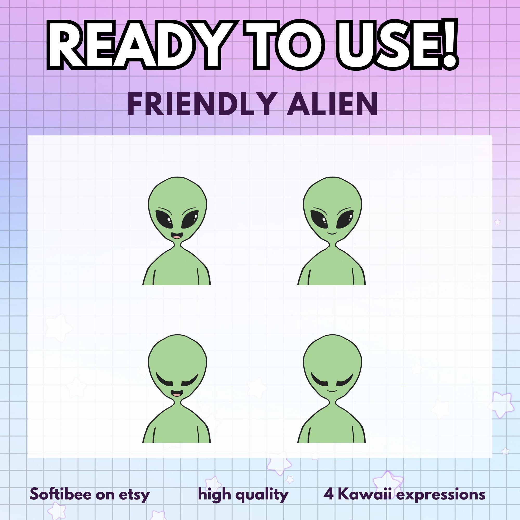 Vtuber Alien Pngtuber Avatar 4x Funny Png Tuber Premade Giftuber ...