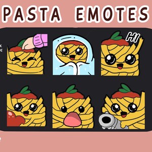 Twitch Emotes Pasta 6x Pack, Kawaii Food Emotes for Gaming Streaming ...