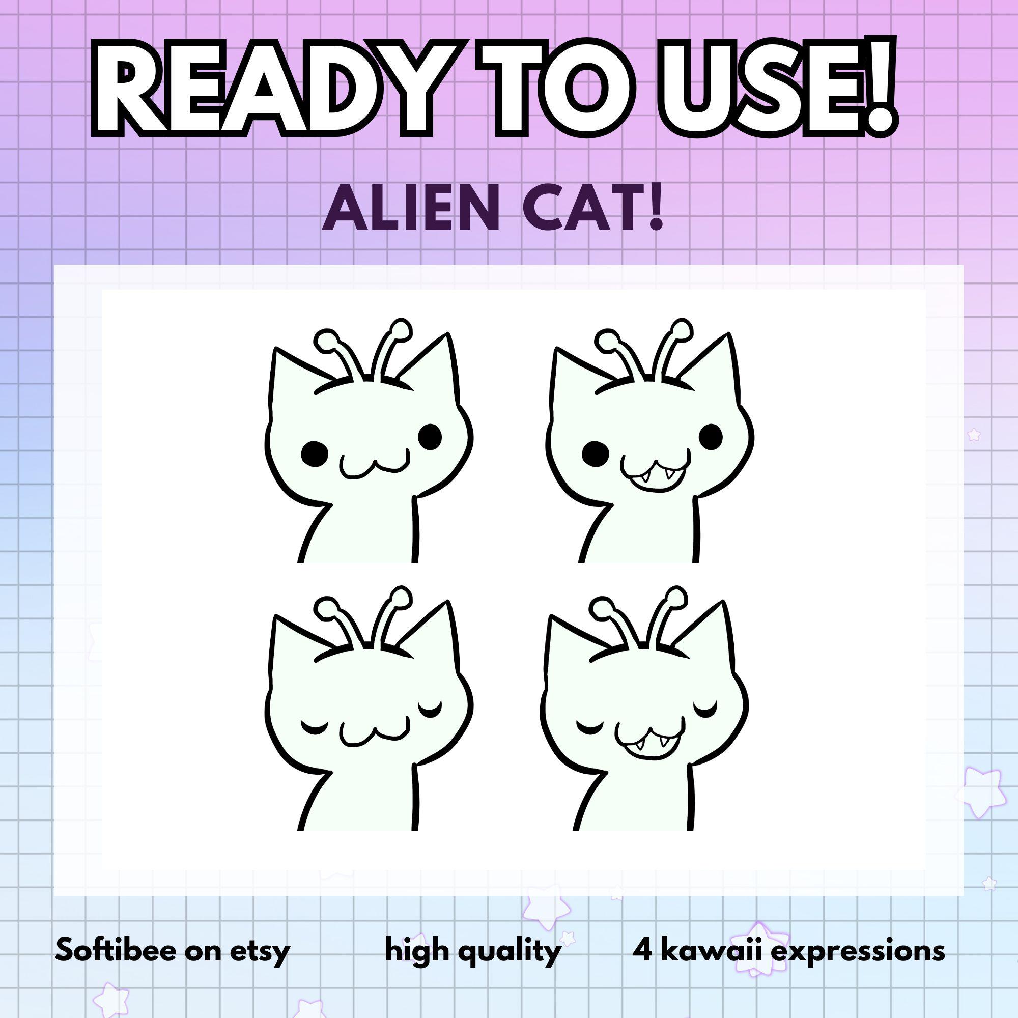 Alien Cat Pngtuber ! Reactive Pngtuber Model - Cat Png Tuber for Twitch ...