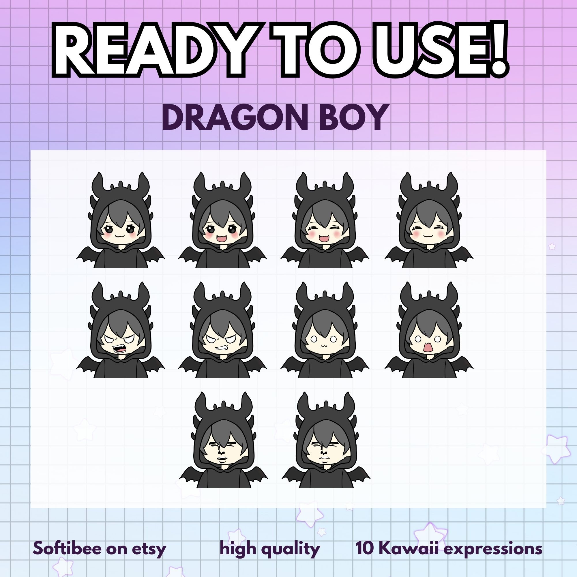 Dragon Pngtuber Male Model Chibi Pngtuber Model Vtuber Dragon Black ...
