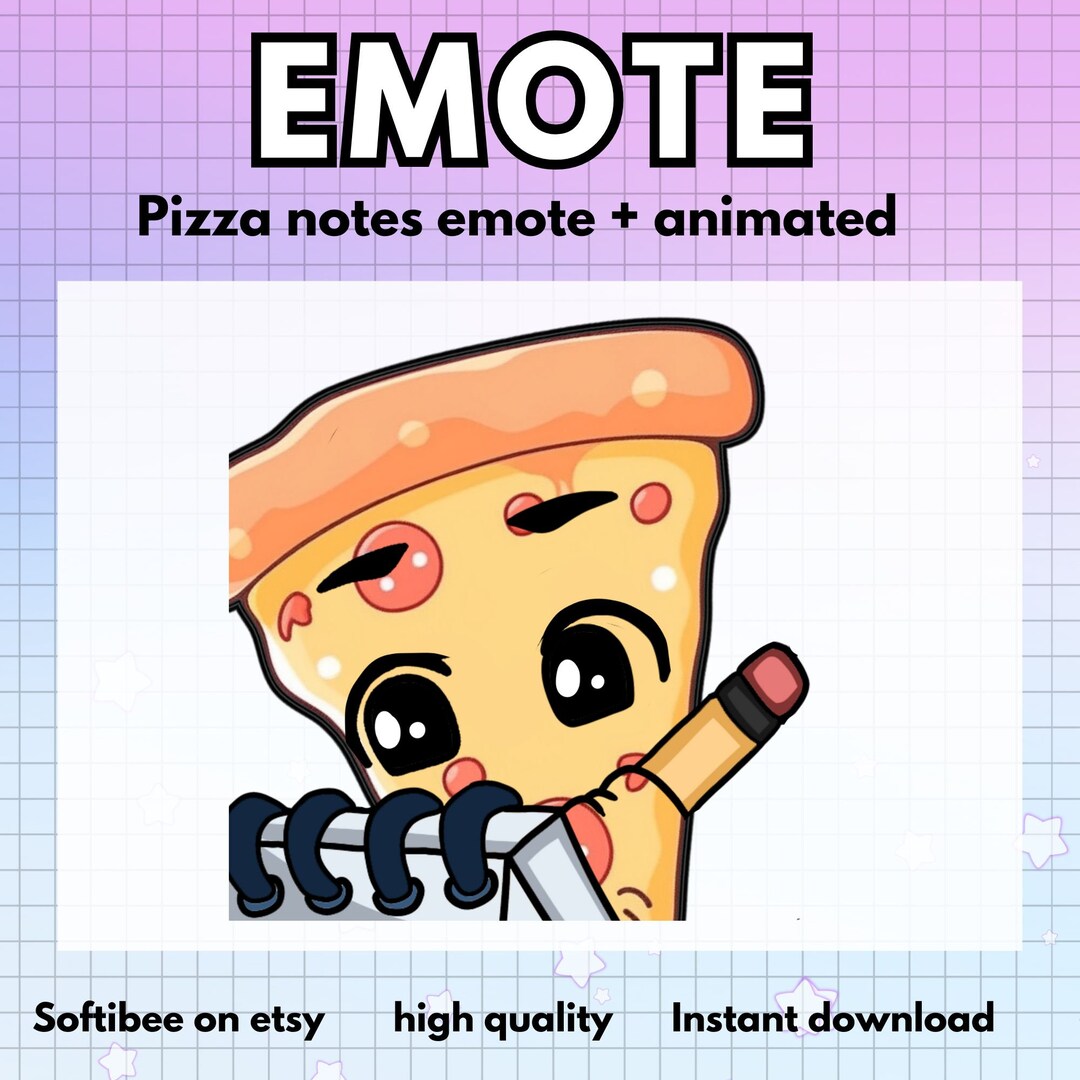 Pizza Chibi Emote Animated Cute Note Taking | Kawaii Food Twitch Emotes ...