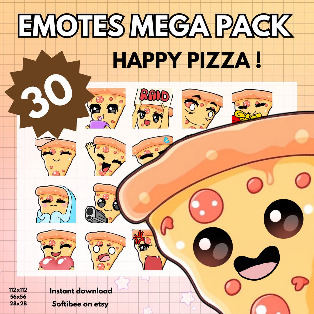 Pizza Emotes Twitch MEGA PACK ! X30 Pizza Emote Chibi Boy Anime Fodd ...