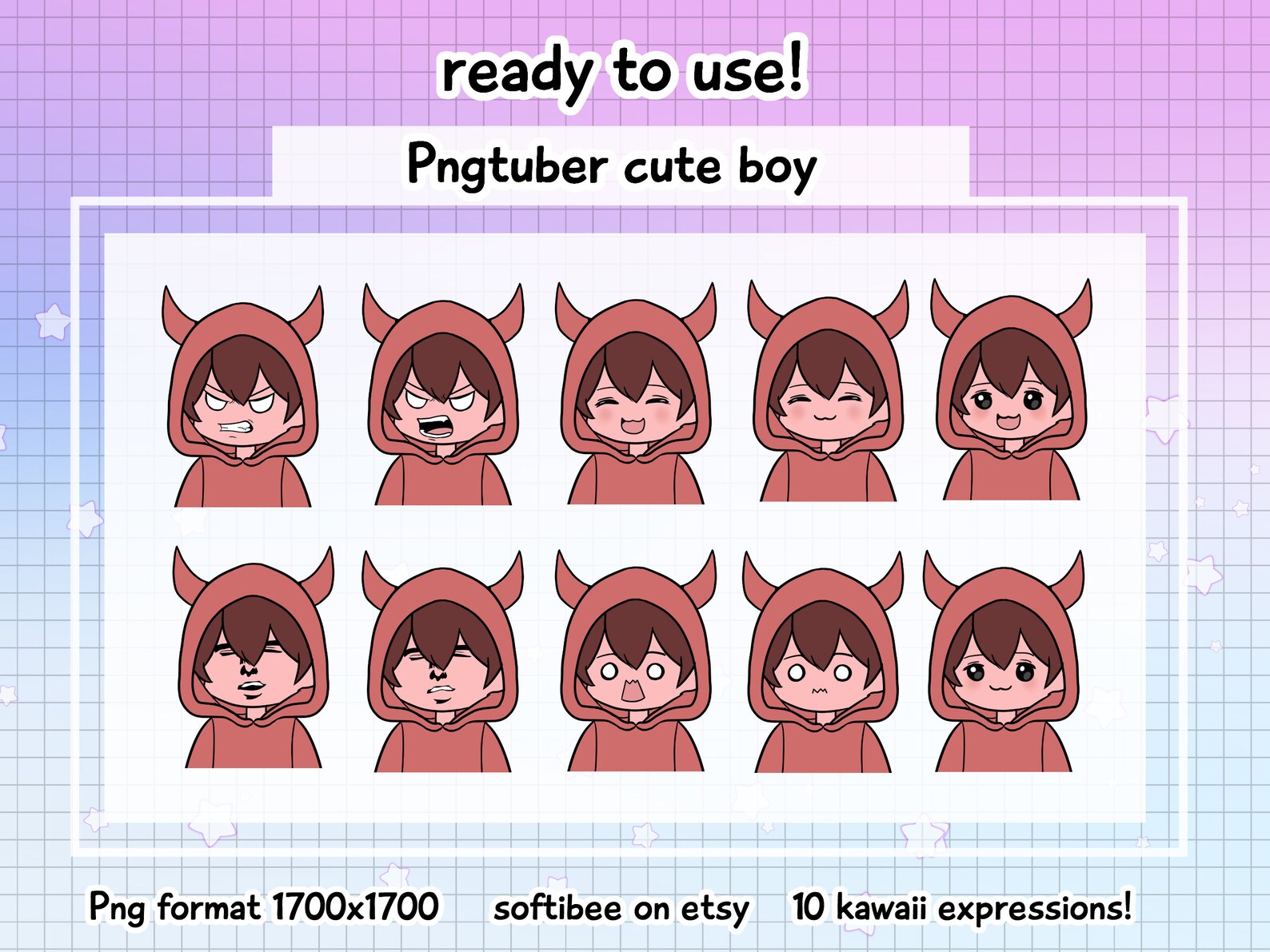 Pngtuber Devil Boy X10 Png Tuber Chibi Boy Anime Red Vtuber - Etsy