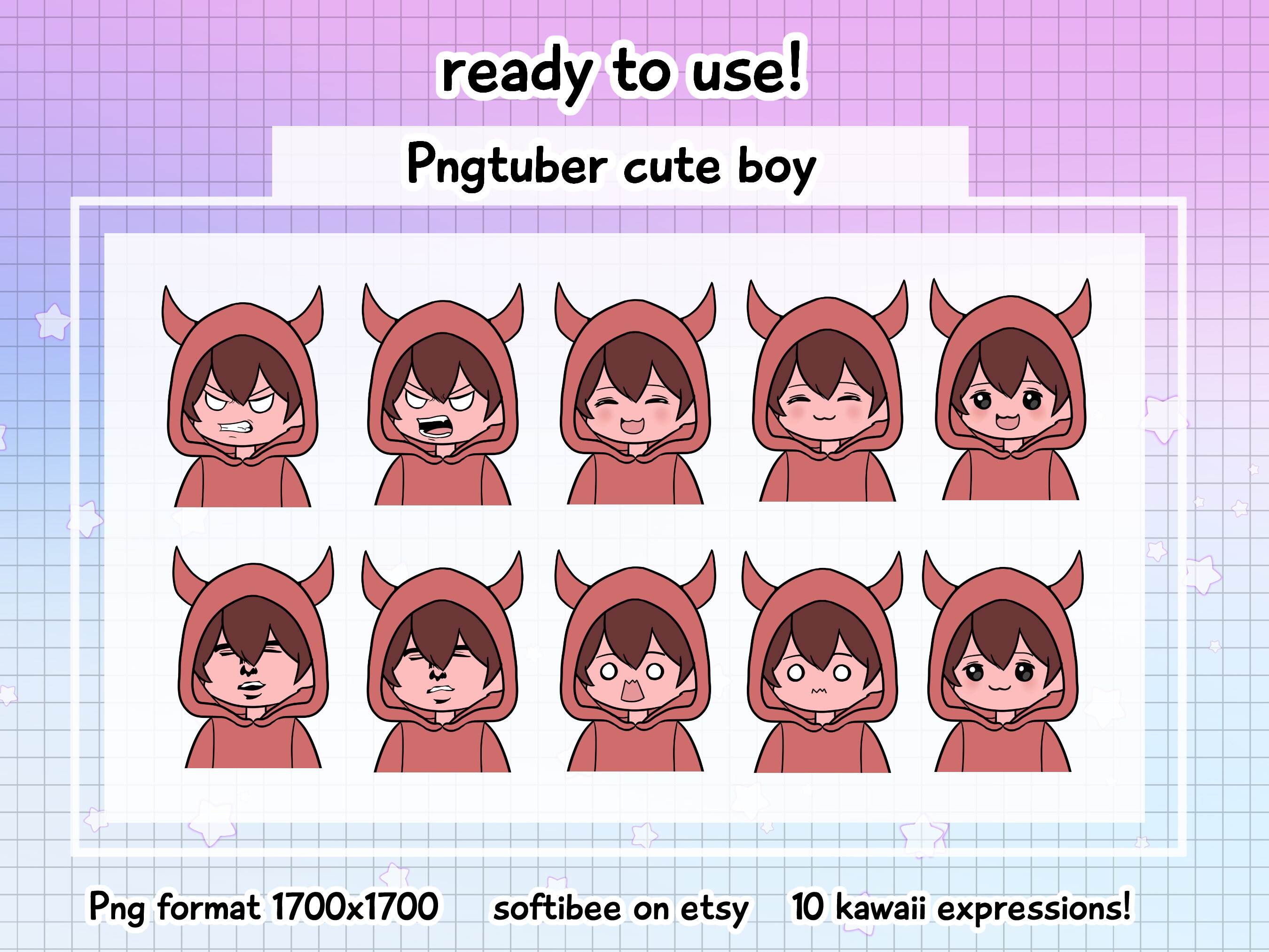Pngtuber Devil Boy X10 Png Tuber Chibi Boy Anime Red Vtuber Model Male ...