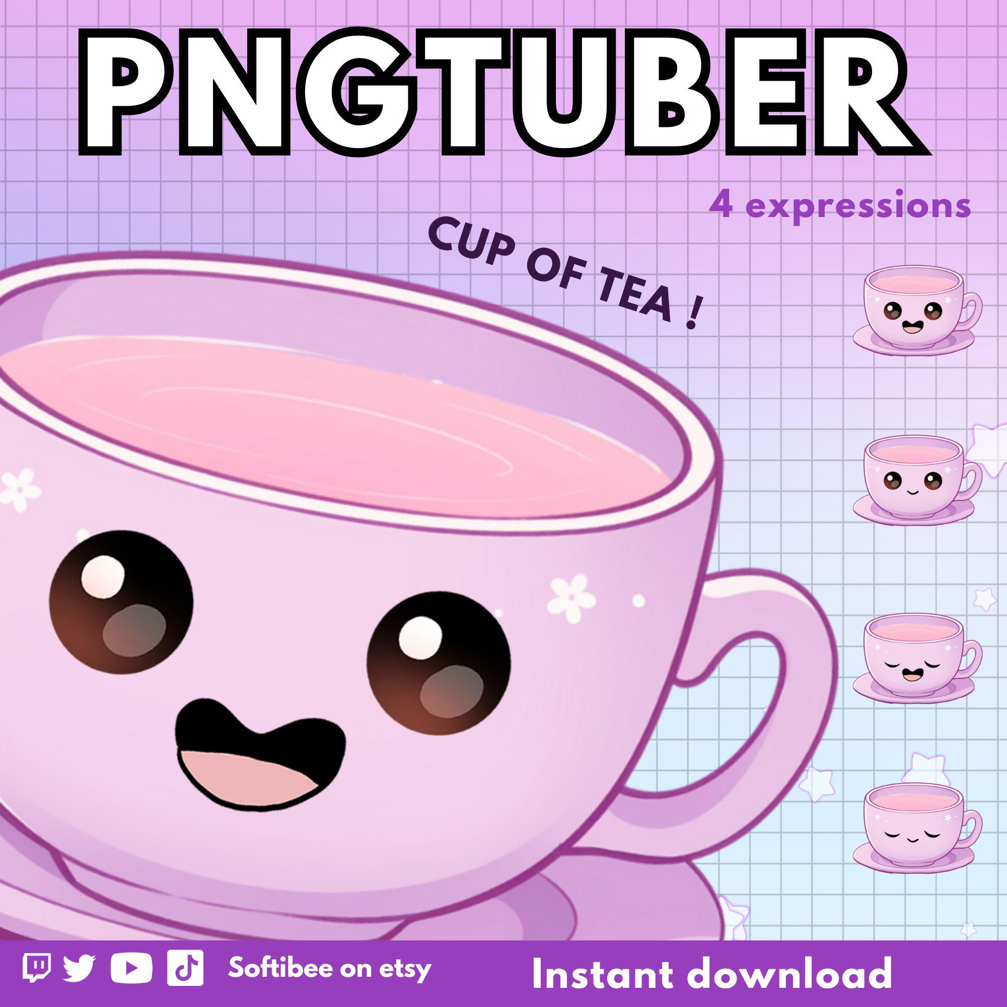Pngtuber Tea Cup 10x | Cozy Food Chibi Vtuber Model for Twitch ...