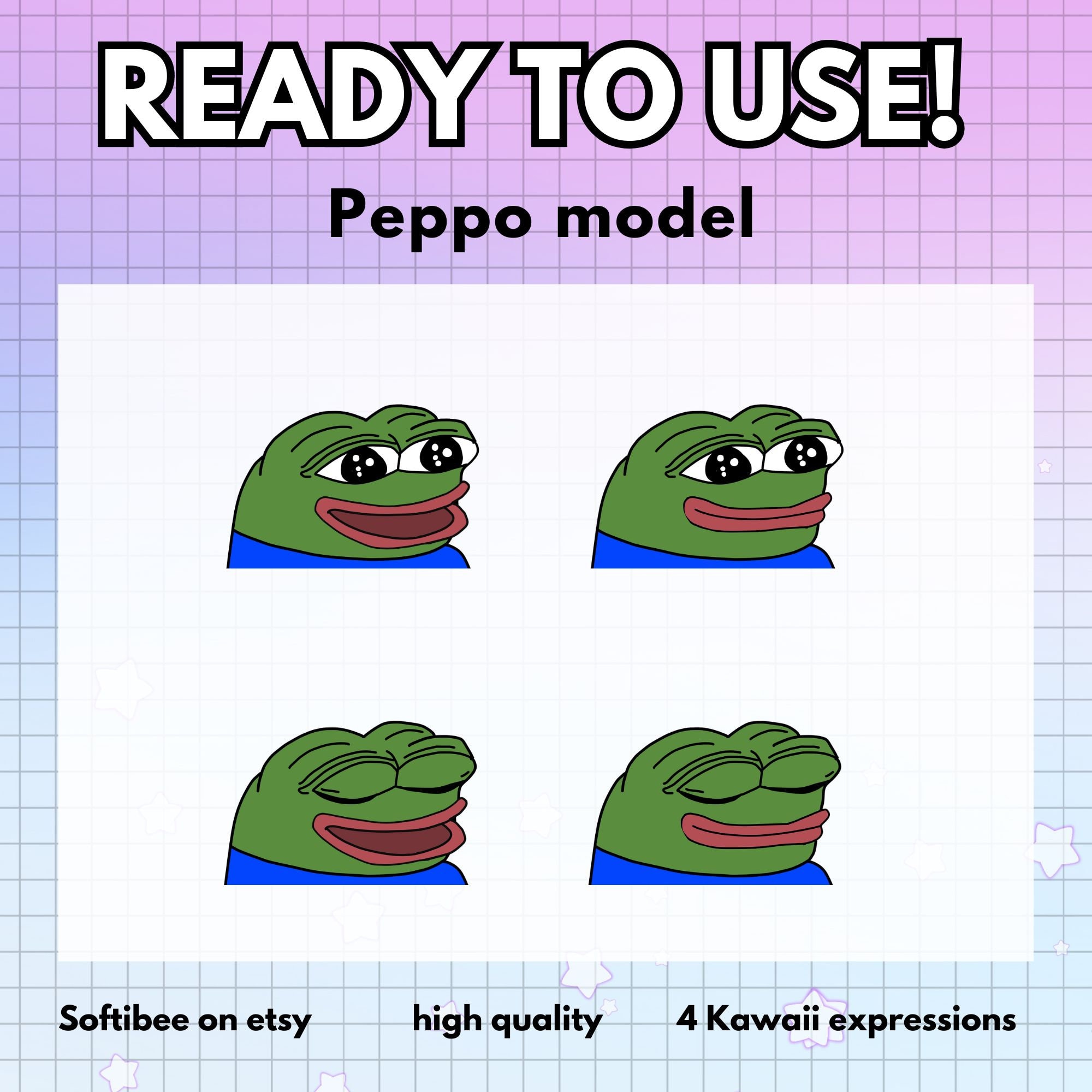 Pngtuber Frog Peepo 4x Funny Png Tuber Premade Pepe Meme Edition for Twitch Vtubers and Content ...