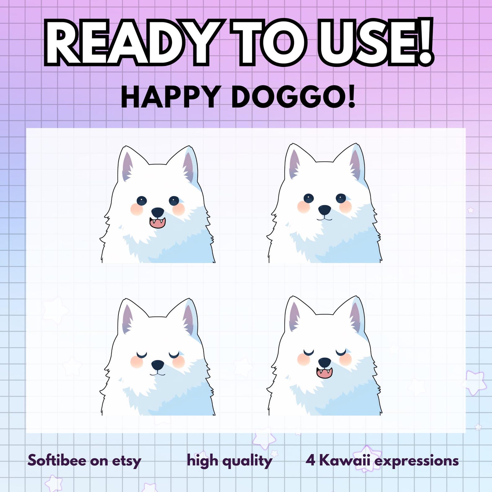 Pngtuber Dog Vtuber Model for Twitch | 4x White Png Tuber Reactive ...