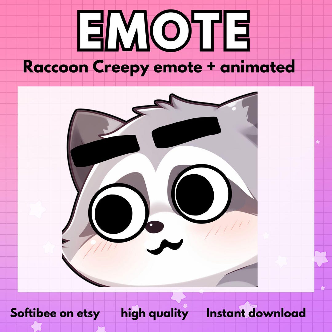 Raccoon Chibi Emote Animated Funny Creep | Kawaii Animal Twitch Emotes ...