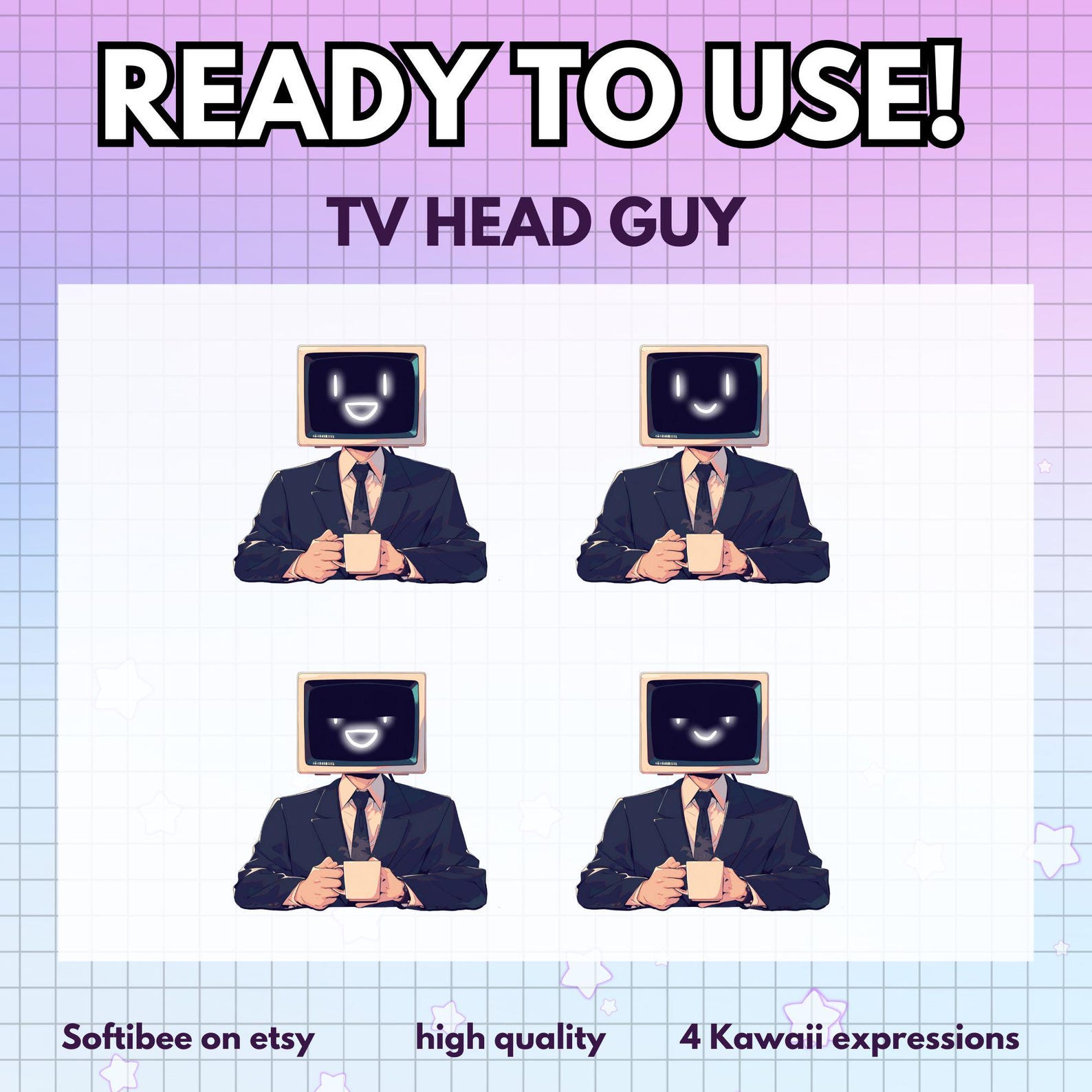 Pngtuber Robot ! X4 TV HEAD Business Suit Png Tuber Meme Boy Anime ...