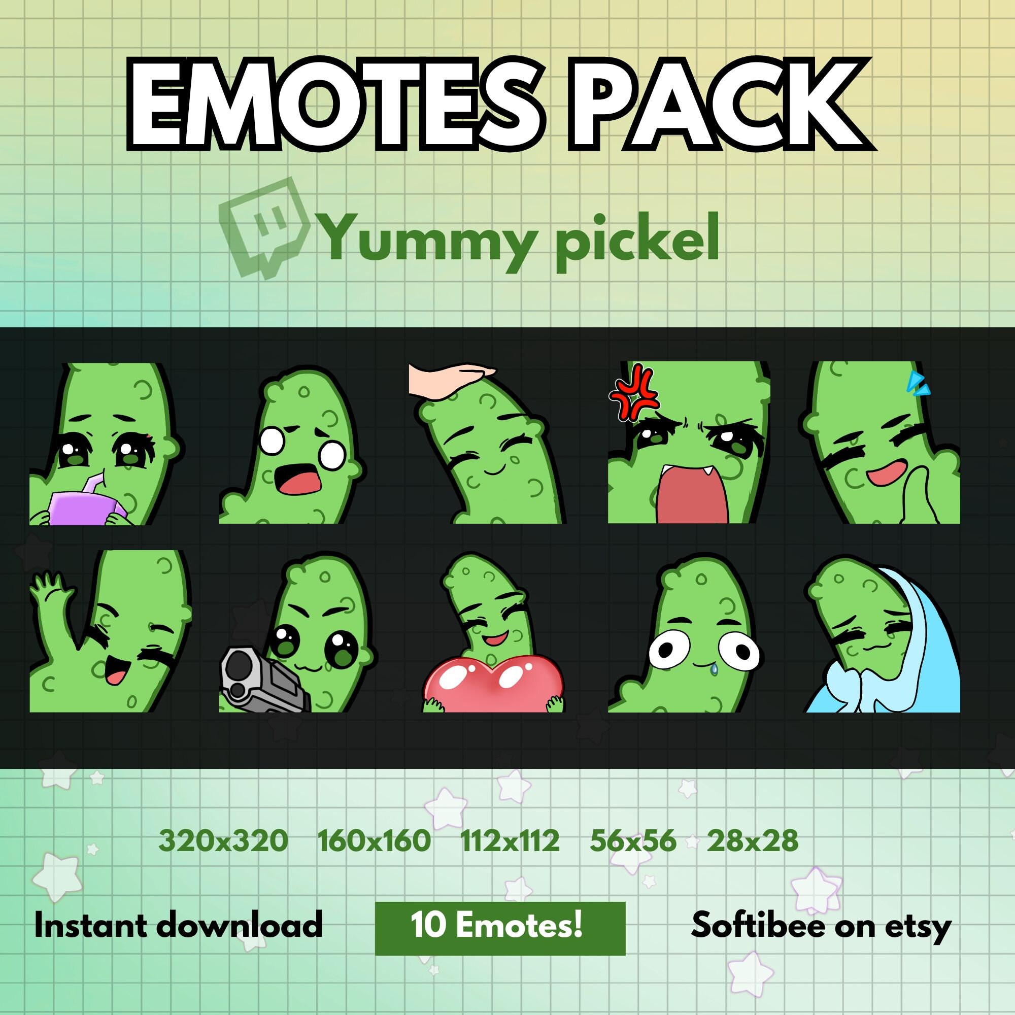 Twitch Emotes Pickle Kawaii 10x Emojis for Twitch Youtube and Discord ...