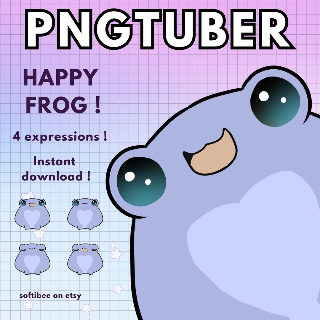 Frog Pngtuber ! Reactive Pngtuber Model - Deep Blue Frog Png Tuber for ...